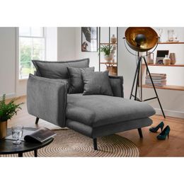 Home Affaire Loveseat &raquo;Lazio&laquo; moderner Sessel mit einer bequemen Polsterung, 2 Stk. Zierkissen schwarz 100% Polyester Velours, Bezugsfarbe asche, B/H/