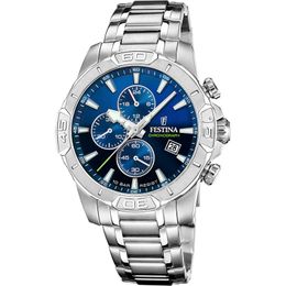 Festina Herren Chronograph &raquo;Timeless Chronograph&laquo; Quarzuhr, Armbanduhr, Herrenuhr, Edelstahlarmband, analog, Tag silber Einheitsgr&ouml;&szlig;e