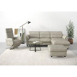 Sit & More sit&more Ecksofa &raquo;Grenoble L-Form mit Federkern&laquo; wahlweise mit Schlaffunktion, Bettkasten, Arm- und Kopfteilverstellung grau B/H/T: 251cm x 85cm x 
