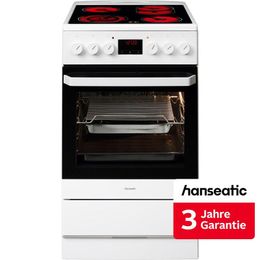 Hanseatic Elektro-Standherd &raquo;5022CE3.313eEHiTaDW&laquo; inkl. 3 Jahre Herstellergarantie wei&szlig; Glaskeramik-Kochfeld mit vier Kochzonen und einer Zweikreiszone f&uuml;r 