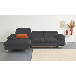 COTTA Ecksofa &raquo;Driver L-Form, B: 268 cm&laquo; Kopfteilverstellung, optional Schlaffunktion & Bettkasten grau LEDER BEEFY (ein abgedecktes Spalt-Rindsleder)