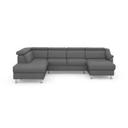 Sit & More sit&more Wohnlandschaft &raquo;Freetown U-Form&laquo; Kopfteilverstellung und Federkern, wahlweise mit Schlaffunktion grau B/H/T: 315cm x 84cm x 216cm, Luxus-