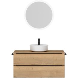Nobilia Badm&ouml;bel-Set &raquo;Alvene&laquo; vormontiert, mit Soft-Close, 2 Stk. tlg. braun B/H/T: 120,3cmcm x 187,2cmcm x 48,5cmcm, Griffe schwarz
