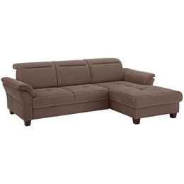 OTTO home Ecksofa &raquo;Solvei L-Form&laquo; mit Recamierenabschlu&szlig; und Sitztiefenverstellung braun Struktur (100% Polyester);Luxus-Microfaser Lederoptik (100% 