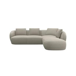 FLEXLUX Ecksofa &raquo;Torino, rund, L-Form, Sofa-Ecke mit Ottomane&laquo; Modernes, organisches Sofa-Design, Kaltschaum, Wellenunterfederung beige 100% Polyester