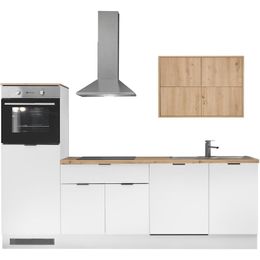 KOCHSTATION K&uuml;chenzeile &raquo;KS-Georgia, mit 38mm starker Arbeitsplatte&laquo; Breite 260 cm, wahlweise mit E-Ger&auml;ten und K&uuml;hlschrank wei&szlig; B/H/T: 260cm x 220cm 