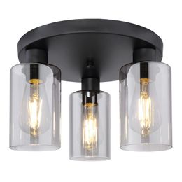 Globo LIGHTING Deckenleuchte &raquo;HADERA&laquo; E27 1 Stk. Deckenlampe/Glas ruchfarben/Wohnzimmer/Flur/&oslash;: 340mm schwarz 1 Stk.
