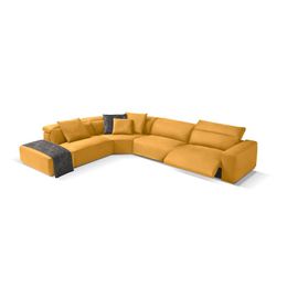 Egoitaliano Ecksofa &raquo;Beverly, extravangantes Designsofa mit erstklassigem Sitzkomfort&laquo; wahlweise mit elektrischer Relaxfunktion, Kopfteilverstellung gelb B/H/T: 