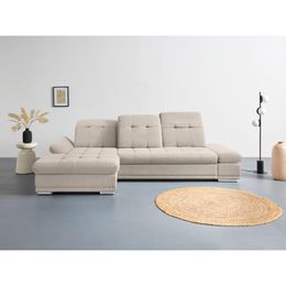 COTTA Ecksofa &raquo;Holiday L-Form mit Sitztiefen-, Armteil- und Kopfteilverstellung&laquo; wahlweise mit Schlaffunktion & Bettkasten beige 100% Polyester B/H/T: