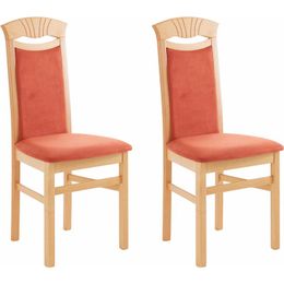Home Affaire Esszimmerstuhl &raquo;Franz&laquo; (Set) 2 Stk.strapazierf&auml;hige Microfaser, Gestell Buche natur oder wei&szlig;, Holzstuhl orange Microfaser B/H/T: 46cm x 