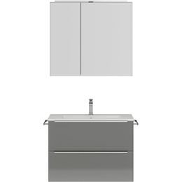 Nobilia Badm&ouml;bel-Set &raquo;Levere&laquo; vormontiert, mit Soft-Close, 2 Stk. tlg. grau B/H/T: 81cmcm x 169cmcm x 48,7cmcm, Griffe chrom