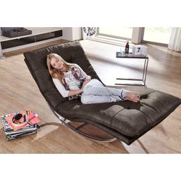 W.Schillig Relaxliege &raquo;daily dreams&laquo; in Waffelkissen-Optik, Schaukelgestell Chrom gl&auml;nzend, in 2 Breiten braun Stoff S37 (100% Polyester) B/H/T: 95cm 