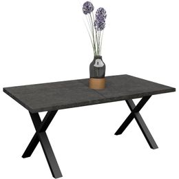 M&auml;usbacher Esstisch Metallgestell in X-Form, ausziehbar grau B/H/T: 160cm x 73cm x 90cm