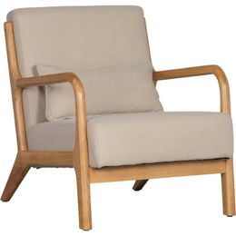 Woood Loungesessel &raquo;Mark mit Gewebtem Bezug und Gummibaumholz-Rahmen B 67 x T 82 x H 75 cm&laquo; Gute Verschlei&szlig;festigkeit, Tragkraft 135 kg, separates 