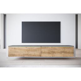 Home Affaire Lowboard &raquo;LOWBOARD VERA, wahlweise mit oder ohne Beleuchtung&laquo; Modernes griffloses TV-Board, 180 cm TV-Schrank, stehend und h&auml;ngend grau B