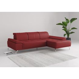 OTTO home Ecksofa &raquo;Caluna&laquo; Inkl.Sitztiefenverstellung, wahlweise mit Kopf- und Armteilverstellung rot B/H/T: 280cm x 81cm x 174cm, NaturLEDER Stoff, 