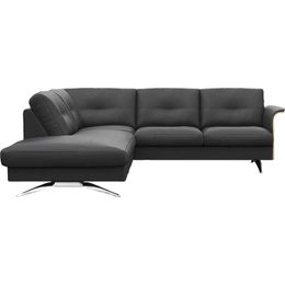FLEXLUX Ecksofa &raquo;Glow, super bequem durch hochwertigem Sitzaufbau mit Federkern, L-Form&laquo; Modernes skandinavisches Design schwarz 100% Echteder B/H/T: 