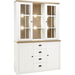 Home Affaire Buffet &raquo;Beauvais&laquo; H&ouml;he ca. 198 cm wei&szlig; Holzwerkstoff B/H/T: 130cm x 196cm x 43cm, Schubladen: 4 Stk. T&uuml;ren: 4 Stk.