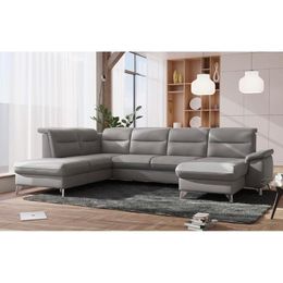 Sit & More sit&more Wohnlandschaft &raquo;Astoria U-Form&laquo; wahlweise mit motorischer Relaxfunktion grau 100% Polyester B/H/T: 327cm x 91cm x 225cm, Luxus-Microfaser 