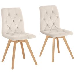 OTTO home Esszimmerstuhl &raquo;Rania&laquo; (Set) 6 Stk.im 2er/4er/6er Set, Massivholzbeinen beige B/H/T: 45cm x 91cm x 55cm, 6 Stk., Samtoptik, Beine oak white