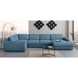 Home Affaire Wohnlandschaft &raquo;Bloomfield, Mega Polsterecke, Breite 390cm, viel Platz, U-Form&laquo; In verschiedenen Gr&ouml;&szlig;en bestellbar blau 100% Polyester B/