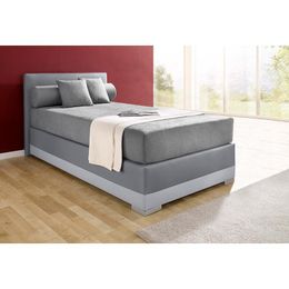 Maintal Boxspringbett &raquo;Lago&laquo; in 3 verschiedenen Matratzenarten, H2 oder H3 grau Bezug Kopteil und seitliche Unterbox wahlweise Microvelours aus 100% Polyester