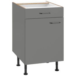 Optifit Unterschrank &raquo;Elga&laquo; mit Soft-Close-Funktion, Vollauszug, Metallgriffen, Breite 50 cm grau Holzwerkstoff basaltgrau, B/H/T: 50cm x 87cm x 