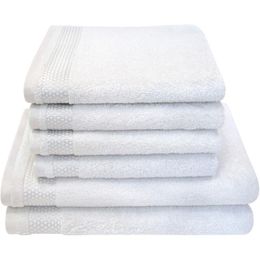 Dyckhoff Handtuch Set &raquo;Gloss&laquo; Set 6 Stk. Walkfrottier 4 Handt&uuml;cher (50x100cm), 2 Duscht&uuml;cher (70x140cm) wei&szlig; Walkfrottier, Obermaterial: 100% Baumwolle 6 Stk.,