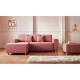 Home Affaire Ecksofa &raquo;Gy&ouml;r&laquo; L-Form, wahlweise mit Bettfunktion und Bettkasten incl. 2 Zierkissen orange Microfaser (100% Polyester);Luxus-Microfaser 
