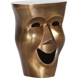 GUTMANN FACTORY Beistelltisch &raquo;Cofee, Couchtisch, Smiling Face&laquo; Extravaganter Beistelltisch aus Aluminium in Antik-Messing-Optik grau B/H/T: 30cm x 45cm x 35cm