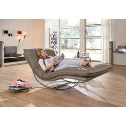 W.Schillig Relaxliege &raquo;daily dreams&laquo; in Waffelkissen-Optik, Schaukelgestell Chrom gl&auml;nzend, in 2 Breiten braun Longlife Xtra-Leder Z59: Glattleder mit