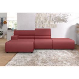 Egoitaliano Ecksofa &raquo;Babouche, Designsofa mit au&szlig;ergew&ouml;hnlichem Sitzkomfort zum Wohlf&uuml;hlen&laquo; rot Leder &raquo;BULL&laquo; (echtes Rindsleder). Geschliffenes, pigmentiertes und