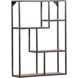 GUTMANN FACTORY Wandregal &raquo;Firestones, B&uuml;cherregal aus Akazienholz und Metall&laquo; Dekorativer Rahmen aus Metall, schwarz lackiert grau B/H/T: 65cm x 90cm x 20cm