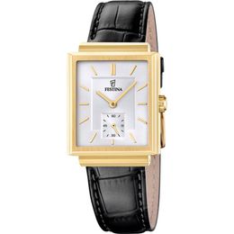 Festina Unisex Quarzuhr &raquo;On the Square&laquo; Armbanduhr, Damenuhr, Herrenuhr, Lederarmband, analog Einheitsgr&ouml;&szlig;e