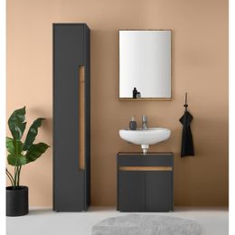Home Affaire Badm&ouml;bel-Set &raquo;CITY/ GIRON, Bad im zeitlosen Design, 3-teiliges Badezimmer&laquo; Set, 3 Stk. tlg. grau Holzwerkstoff B/H/T: 114cmcm x 199cmcm x