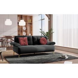 Sit & More sit&more 2-Sitzer &raquo;Orient 1&laquo; inkl. 2 Zierkissen mit Strass-Stein, goldfarbene Metallf&uuml;&szlig;e schwarz 100% Polyester B/H/T: 198cm x 88cm x 93cm, Samtoptik