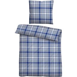 Bettw&auml;sche &raquo;Milan&laquo; 2 Stk. wohlig warm, temperaturausgleichend, 100% Baumwolle, pflegeleicht blau Feinbiber, Obermaterial: 100% Baumwolle B/L: 135cm x 