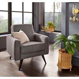 exxpo - sofa fashion Sessel &raquo;Samso, Loungesessel mit tollem Sitzkomfort&laquo; Komfortsitzh&ouml;he 49cm grau Webvelours, B/H/T: 82cm x 87cm x 49cm