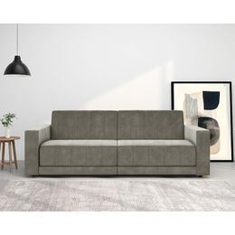 3-Sitzer &raquo;Allie II Schlafsofa 225 cm&laquo; Bett-Funktion (108/190cm), R&uuml;ckenlehne 2-teilig, mit Steppung grau 100% Polyester B/H/T: 225cm x 82cm x 91cm, 