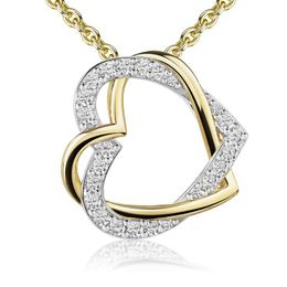 Firetti Damen Kette mit Anh&auml;nger &raquo;Schmuck Geschenk Silber 925 Halsschmuck Herzen&laquo; Made in Germany - mit Zirkonia (synth.) gold Silber 925 (