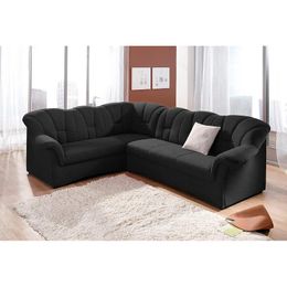DOMO collection Ecksofa &raquo;Papenburg B/T/H: 242/190/84 cm L-Form&laquo; wahlweise mit Bettfunktion, Langer Schenkel links oder rechts schwarz Struktur ( 90% 