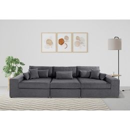 OTTO home 3-Sitzer &raquo;Enid&laquo; 3 Teile, bestehend aus Modulen, in vielen Bez&uuml;gen, auch in Breitcord schwarz Baumwollmix (60% Baumwolle/40% Leinen);Struktur