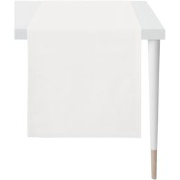 Apelt Tischl&auml;ufer &raquo;4362 Rips-Uni&laquo; Wasser- und Schmutzabweisend wei&szlig; Baumwolle, Polyester B/L: 45cm x 135cm, 1 Stk., rechteckig