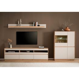 Home Affaire Wohnwand &raquo;Sonora, moderne Anbauwand, Komplettset in Kaschmir/Eiche&laquo; Komplett-Set, 3 Stk. tlg. Holzwerkstoff B/H/T: 292cmcm x 205cmcm x 