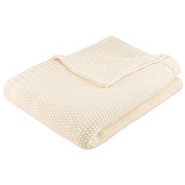 OTTO home Wohndecke &raquo;Phelon&laquo; 100% Baumwolle, Trendiges Strickmuster, 130 &times; 170 cm, 540 g/m&sup2;, weich beige Baumwolle B/L: 130cm x 170cm