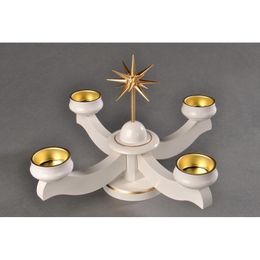 Albin Preissler Adventsleuchter &raquo;Weihnachtsstern, Handwerkskunst aus dem Erzgebirge&laquo; &Oslash; 22 cm, aus Buchenholz gold Massivholz B/H/T: 22cm x 19cm x 22cm