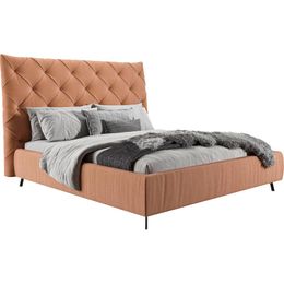 Home Affaire Polsterbett &raquo;Maxime, in 4 Breiten bis 200cm, auch in Leder&laquo; Kopfteilh&ouml;he 143 cm, belastbar bis 280 kg, auch in &Uuml;berl&auml;nge 220cm orange 100