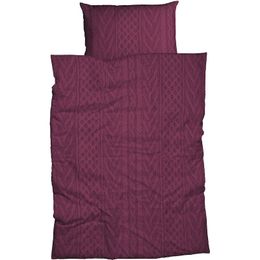 CASATEX Bettw&auml;sche &raquo;Eger&laquo; 2 Stk. kuschelig und flauschig, optisch wie ein grob gestrickter Pullover lila Biber, Obermaterial: 100% Baumwolle B/L: 
