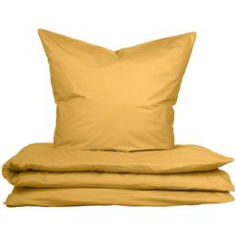 uncover by Schiesser Bettw&auml;sche &raquo;Soho aus weicher Baumwolle in gedeckten Uni-Farben&laquo; 2 Stk. Made in Green gelb Renforc&eacute;, Obermaterial: 100% Baumwolle 