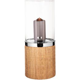 Fink Windlicht &raquo;CATANIA&laquo; aus Edelstahl, Glas und Rattan braun Edelstahl, Geflecht Rattan, Glas B/H/T: 48cm
